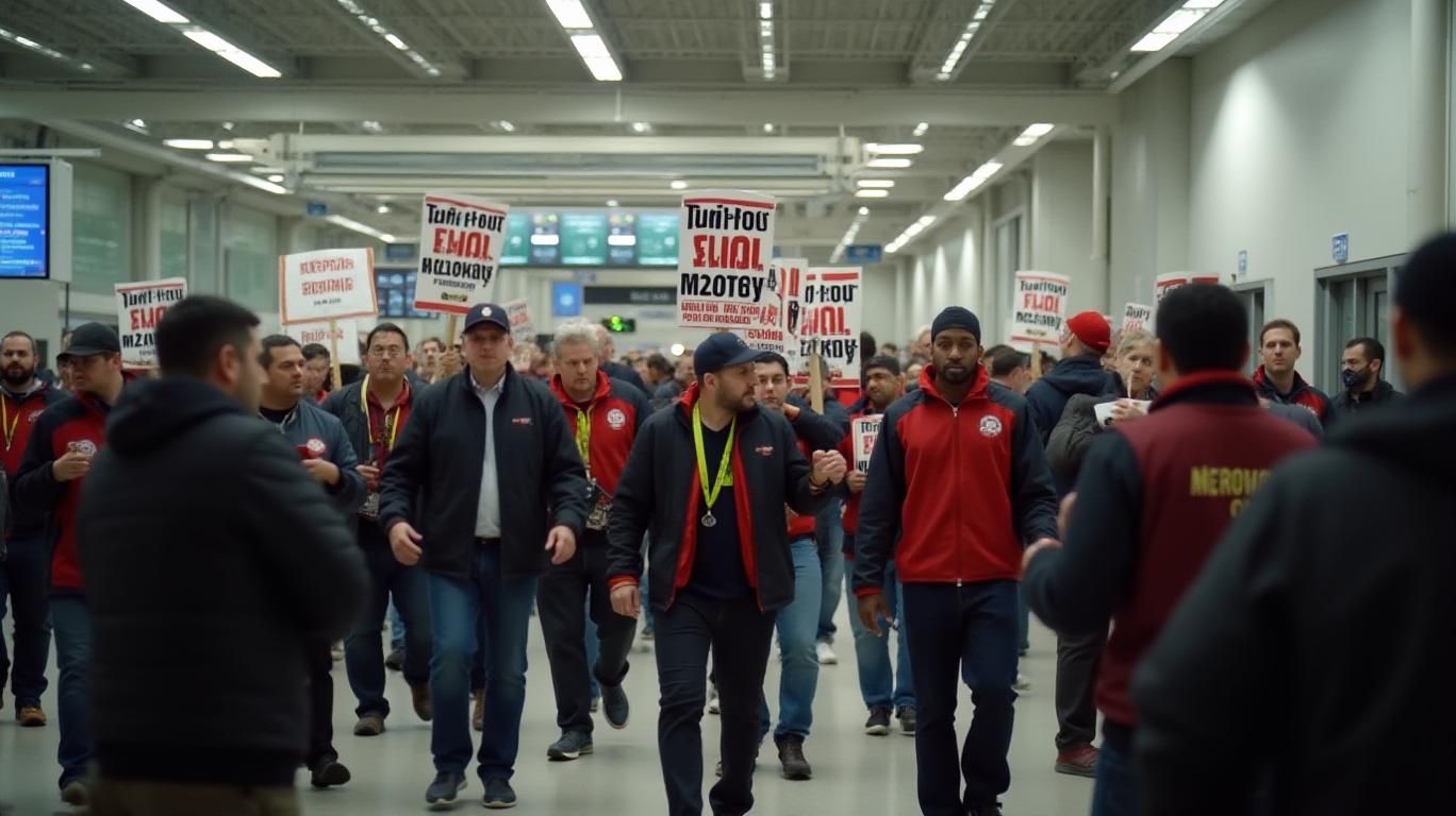 Airport Workers Go on Strike in Buffalo, NY