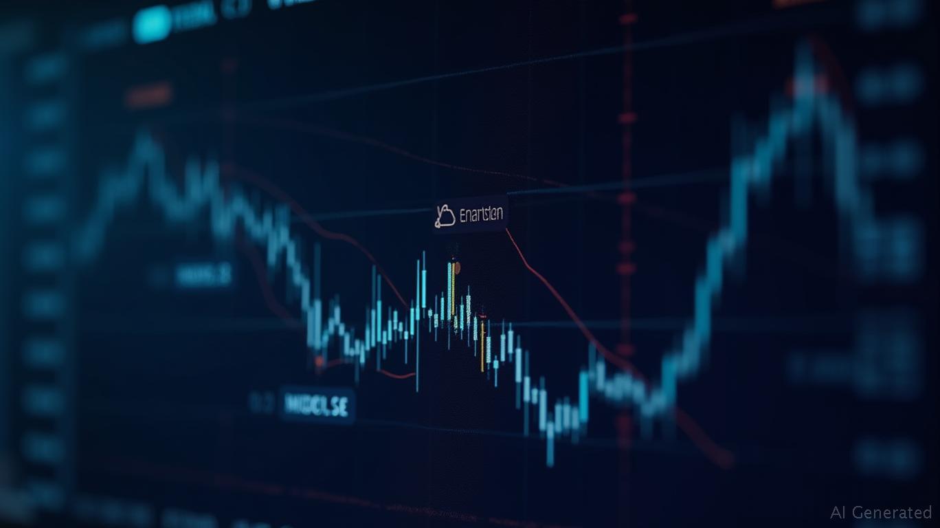 Enanta's 15min chart MACD Death Cross, bearish Marubozu identified.