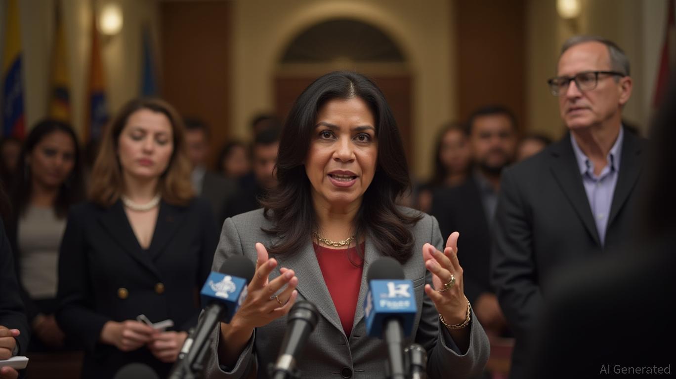 Ecuador government spokeswoman Jaramillo speaks to reporters