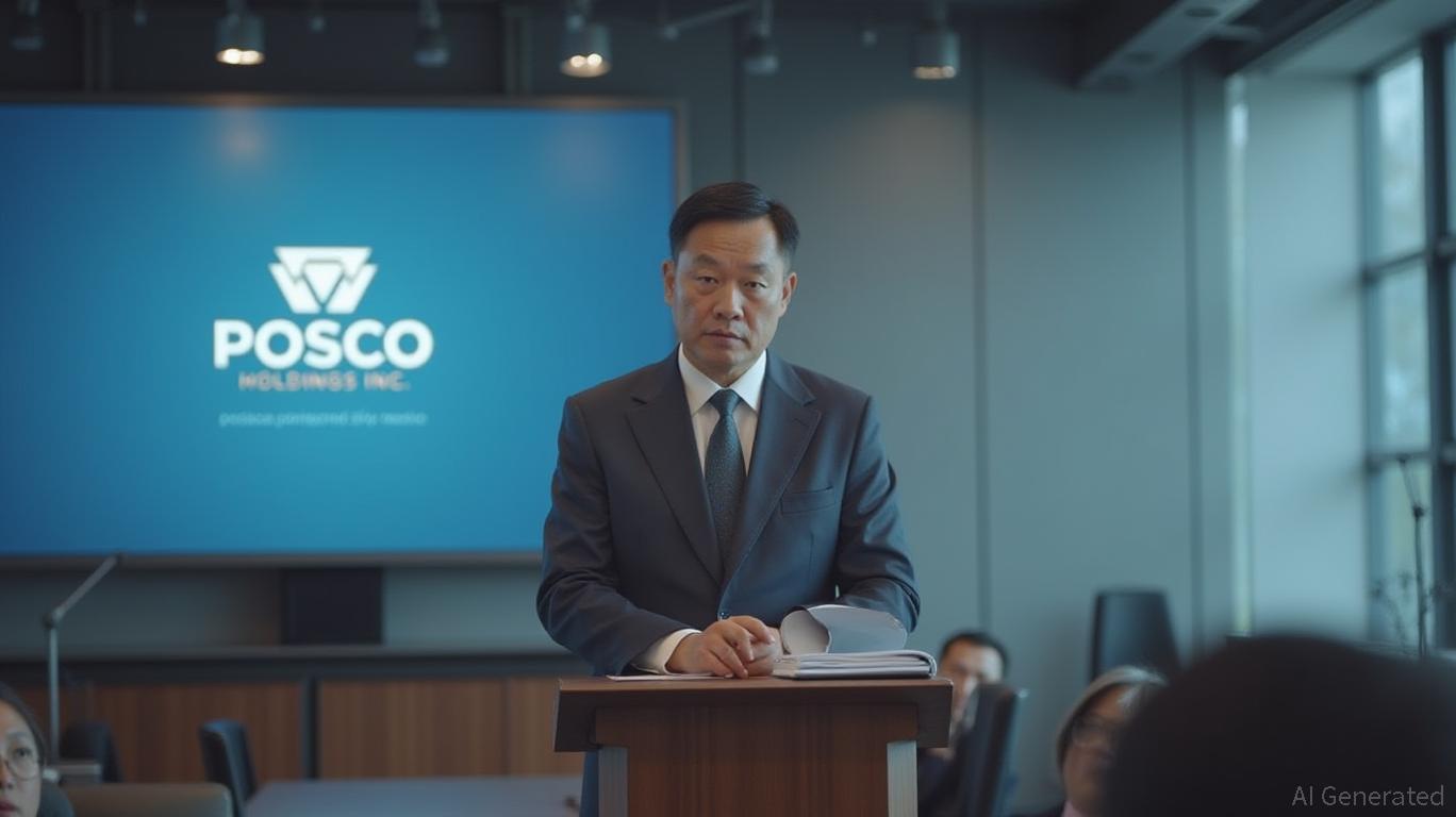 Posco Holdings Inc. shares fall 1.14% intraday as no decision made on HMM acquisition.