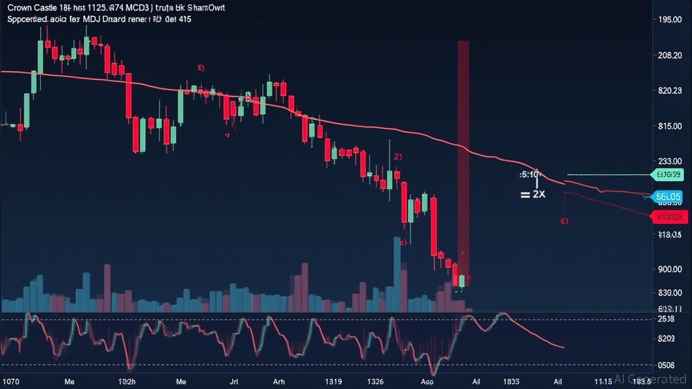 Crown Castle's 15-minute chart shows MACD Death Cross, Bollinger Bands ...